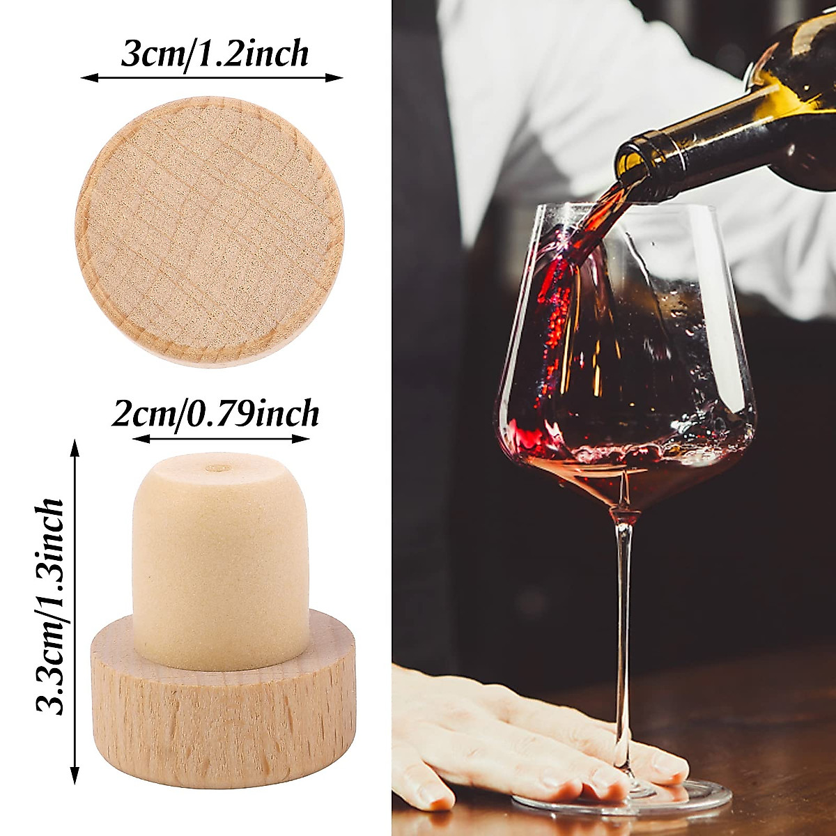 Abeillo 12 Pieces Wine Bottle Corks, T Shaped Wine Bottle Stoppers Reusable Wooden and Rubber Wine Cork Stopper Sealing Plug Bottle Cap for Wine Beer Bottles Crafts