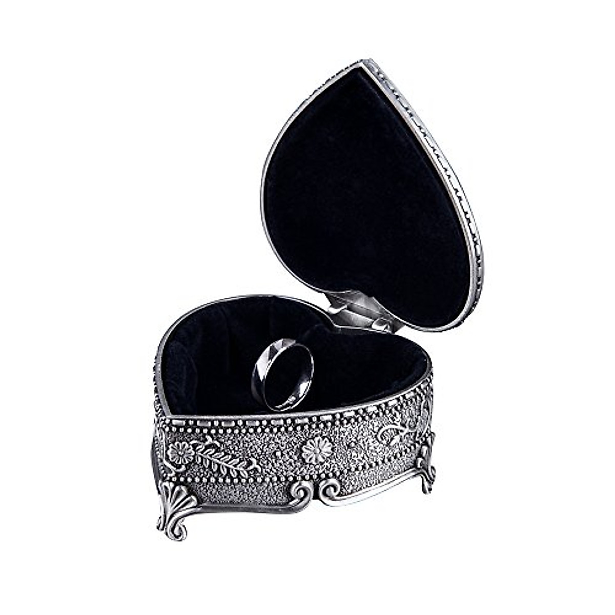 Feyarl Vintage Jewelry Box Heart Shape Trinket Box Ring Earrings Treasure Organizer Box Christmas Brithday Gift