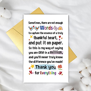 Supoeguk Lovely Thank You Card for Friend, Appreciation Card for Boss Coworker, Poem Thank You Card for Teacher, Sweet Friendship Card for Him Her, One in A Million