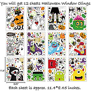 625PCS Halloween Decorations Window Clings - Hallowmas Ghost Spider Bat Pumpkin Monster Peeking Decals Party Supplies Decor