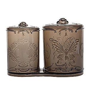 Cotton Swab Holder Clear Acrylic Cotton Balls Container Large Capacity Bathroom with Lid Containers for Makeup Sponges, Bath Salts, Cotton Rounds (Transparent Coffee)