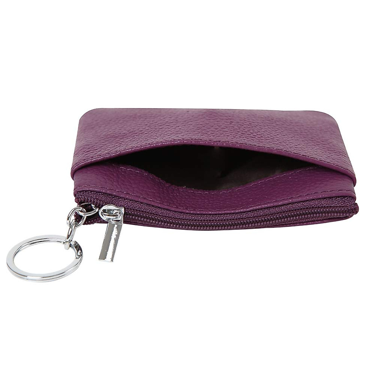 Women's Genuine Leather Coin Purse Mini Pouch Change Wallet with Keychain,purple