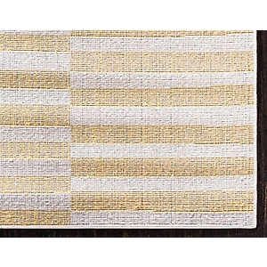 Unique Loom Williamsburg Collection Casual Transitional Thick Alternating Stripes Area Rug, 4 x 6 ft, Yellow/Beige