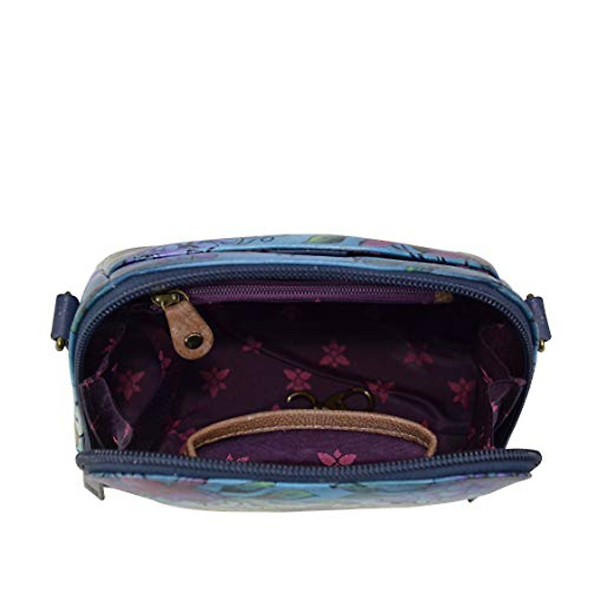 Anuschka Women’s Genuine Leather Zip Around Travel Organizer - Hand Painted Exterior - Enchanted Garden