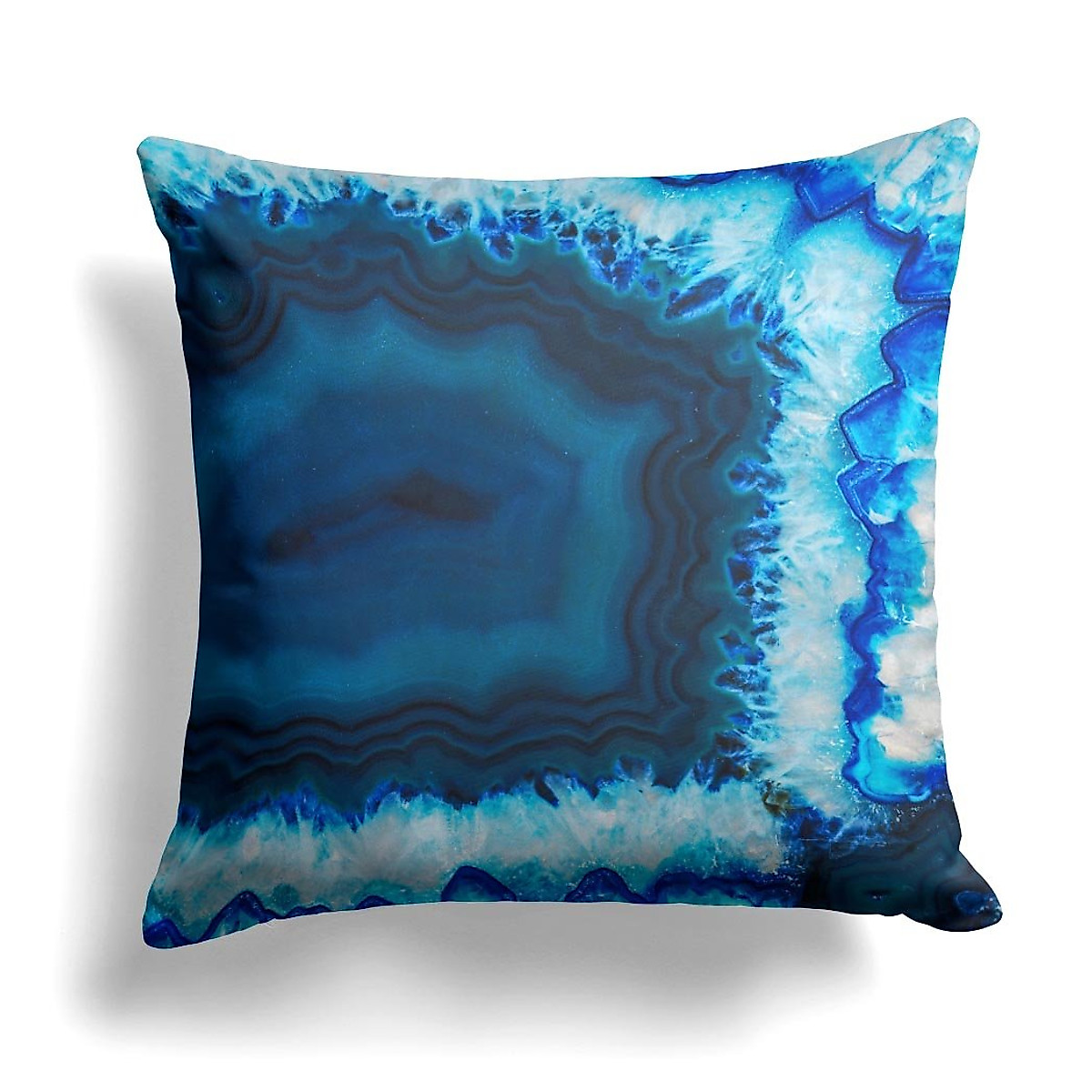iiRov Summer Design Ink-Fuzed Decorative Throw Pillow - Vivid Blue Agate Crystal