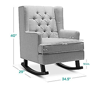 Best Choice Products Rocking Accent Chair, Tufted Upholstered Luxury Velvet Wingback for Nursery, Living Room, Bedroom w/Wood Frame - Gray