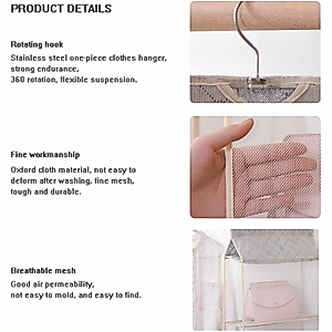 BIMZUC Hanging Handbag Organizer, [2 Pcs] Closet Hanging Organizer for Purse Handbag Bag, Hanging Purse Storage Organizer, Closet Organizers Storage for Room Family Bedroom Use, 4 Grids-Beige