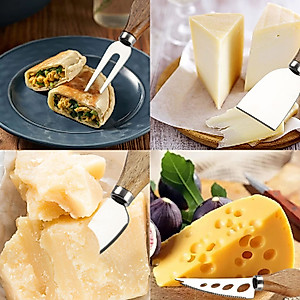 Evannt 10 PCS Spreader Knife Set Cheese Butter Spreader Knives Cheese Slicer Cutter Stainless Steel Cheese Spatula Set with Wooden Handles for Butter Cheese Jam Pastry Making (10)