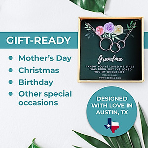 KEDRIAN Grandma Necklace, 925 Sterling Silver, Grandmother Gift, Gigi Gifts For Grandma Birthday Gifts For Grandma, Special Gifts For Grandma Gifts for Grandma, Best Great Grandma Gifts From Grandson