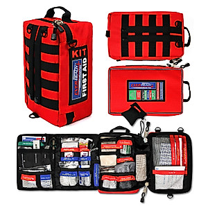 Ever-Ready Industries Outdoor Protection and Workplace First Aid Kit - Includes Burn Ointment, Exceed OSHA Guidelines and ANSI 2009 Standards - 228 Pieces, Red