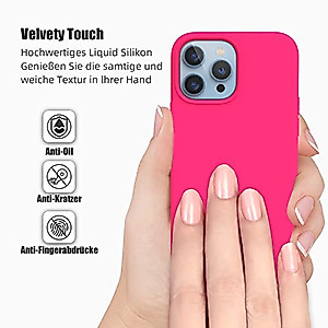 ARSUNOVO Compatible with iPhone 13 Pro Case 6.1 inch, [Shockproof][Anti-Scratch] Slim Liquid Silicone Case Protective Bumper Rubber Gel Cover for iPhone 13 Pro 6.1"(Hot Pink)