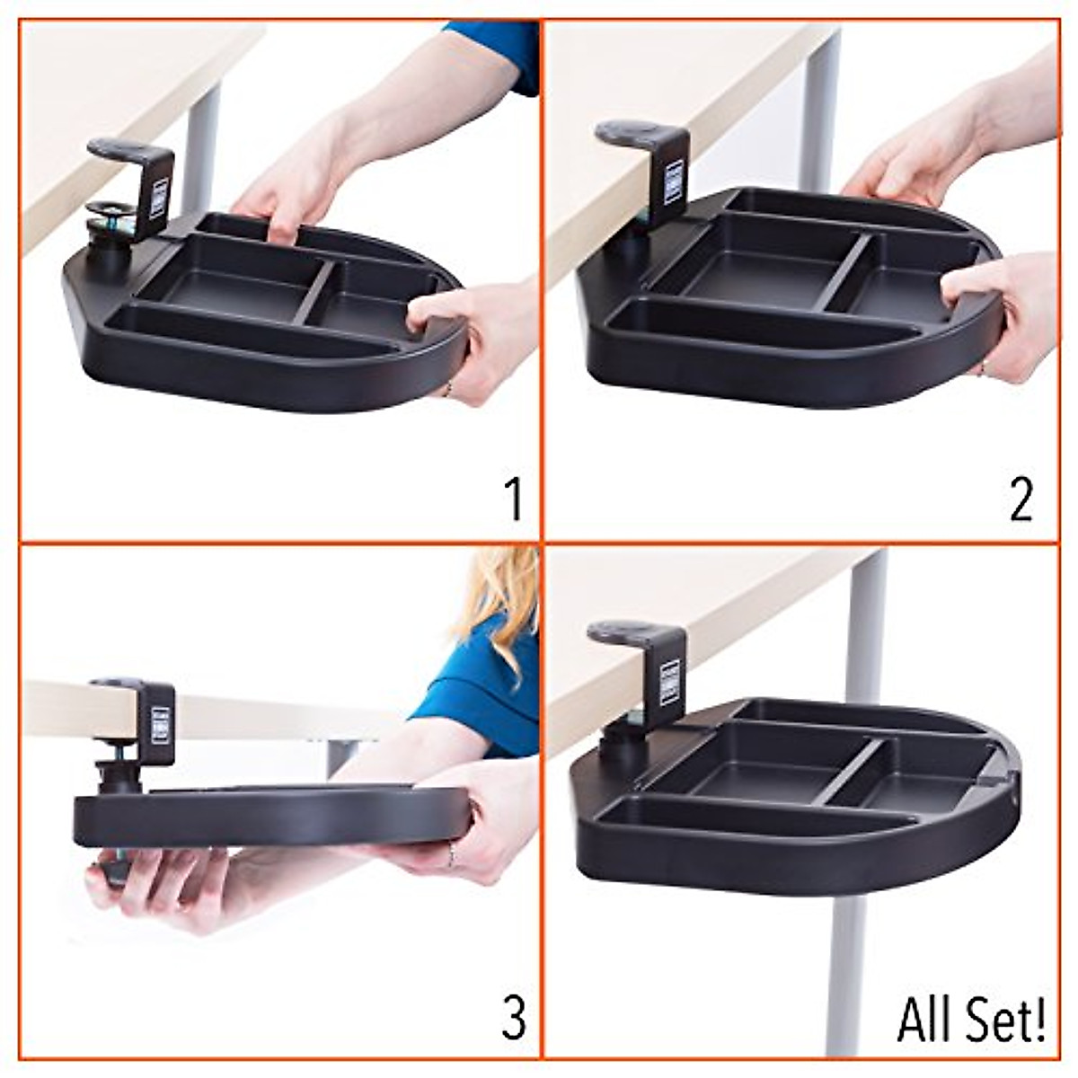 Stand Steady Original Desk Potato - Clamp-On Swivel Pencil Drawer and Desk Organizer | Unique Desk Organizer Provides Under Desk Storage for Pens, Pencils, Paper Clips & More! (Clamp-on Desk Drawer)