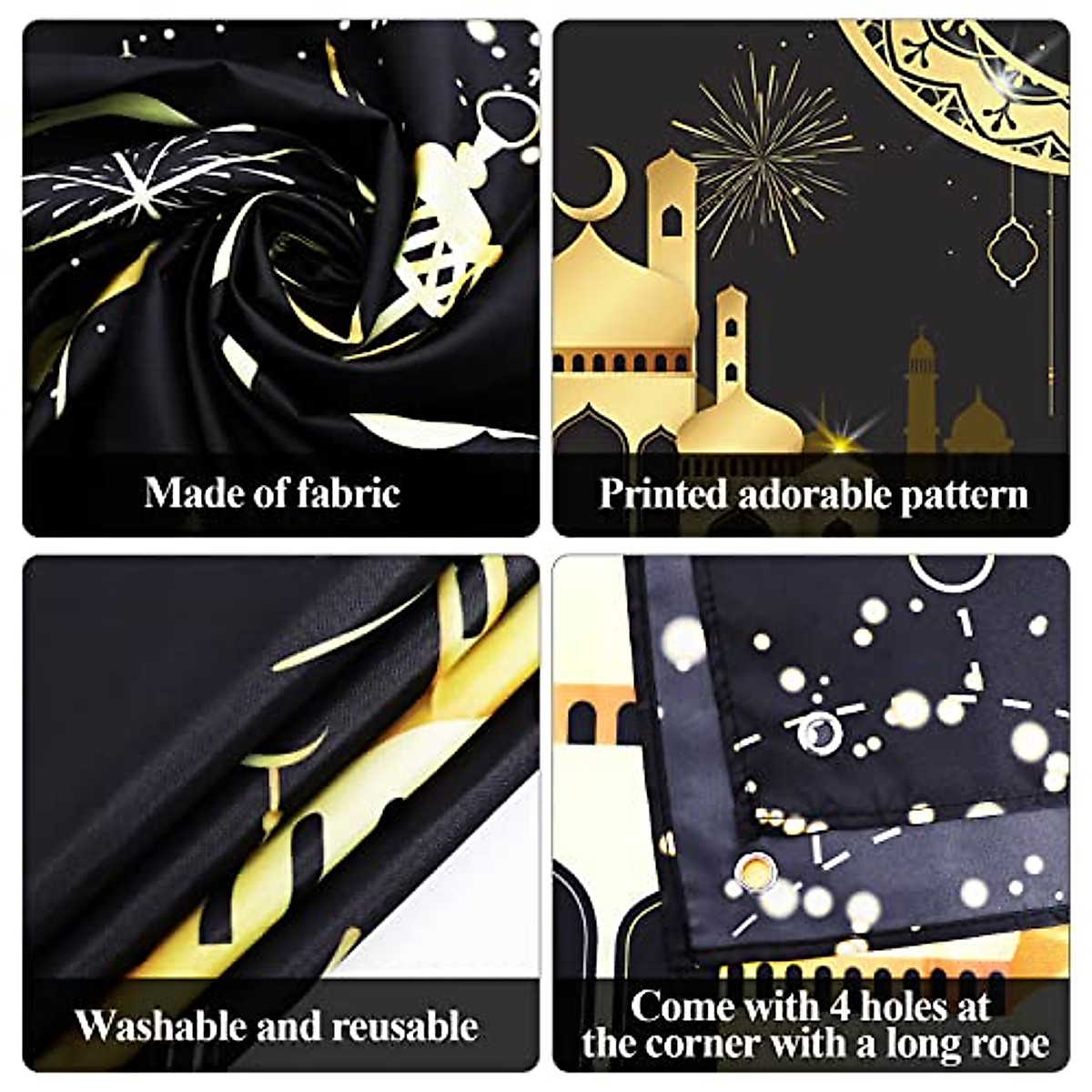 Ramadan Mubarak Party Decorations Eid Mubarak Backdrop for Ramadan Party Supplies Banner Photo Booth Prop