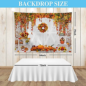Allenjoy 84" x 59" White Autumn Barn Door Photo Backdrop Kids Pet Thanksgiving Photography Picture Fall Harvest Maple Leaves Pumpkin Baby Shower Party Supplies Decoration Banner Booth Prop Background