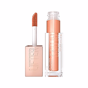 Maybelline Lifter Gloss, Hydrating Lip Gloss with Hyaluronic Acid, High Shine for Plumper Looking Lips, Amber, Cream Neutral, 0.18 Ounce