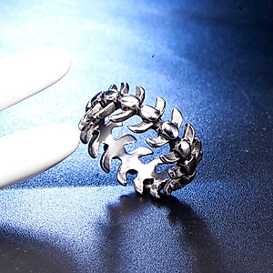 JILIYUPA Silver Goth Punk Ring for Men Women, Skeleton Human Spine Ring, Cool Gothic Ring, Vintage Ring, Knuckle Ring, Y2K Accessories (7)