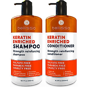 BELLISSO Keratin Shampoo and Conditioner Set and Keratin Hair Mask