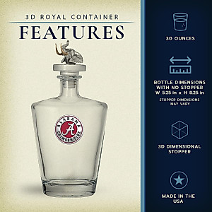 Heritage Pewter Alabama Royal Container with 3D Stopper | 30 OZ Container | Expertly Crafted Pewter Glass