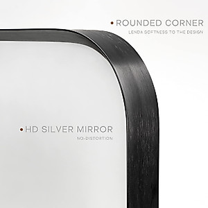 Minuover Bathroom Vanity Mirror for Wall, Brushed Black Metal Framed Large Rounded Corner Rectangular Mirror, Hangs Vertically or Horizontally (30" x 40", Black)