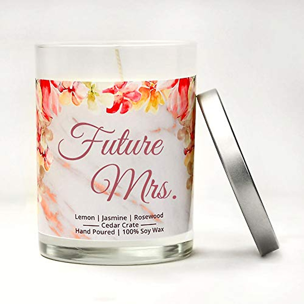Future Mrs. | Lemon, Jasmine, Rosewood | Luxury Scented Soy Candle | 10 Oz. Jar Candle | Made in The USA | Unique Bride Gift for The Bride to Be for Bachelorette Parties, Bridal Showers, Wedding Day