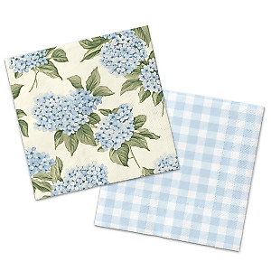 40Pcs Floral Napkins-Blue White Party Supplies Vintage Flower Paper Napkins Tea Party Decorations for Birthday,Baby Shower