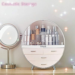 Home Fashion Drawer Makeup Storage Box Bathroom Brush Lipstick Holder Desktop Acrylic Jewelry Cosmetic Skin Care Organizer Rack (Large,Pink)