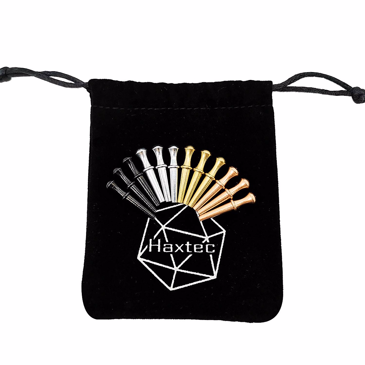 Haxtec Metal Cribbage Pegs in Four Fit 1/8 Holes with Drawstring Storage Pouch