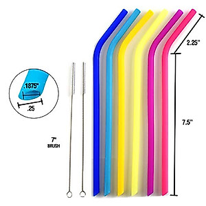 Norpro Silicone Color Changing Straws with 2 Cleaning Brushes, Set of 6