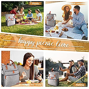 Cooler Backpack 30 Cans Insulated Leakproof Cooler Bag, Waterproof Large Capacity Backpack Cooler Lightweight Camping Lunch Backpack for Hiking, Beach, Fishing (Grey)