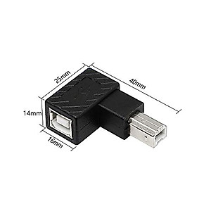 YACSEJAO USB 2.0 Type-B Printer Adapter, 2Pack 90 Degrees USB 2.0 B Male to Type-B Female Printer Adapter， for Printer, Scanner, Mobile HDD and More（Left Angle+Right Angle）
