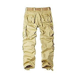 OCHENTA Men's Military Cargo Pants, 8 Pockets Combat Trousers #3357 Khaki 36