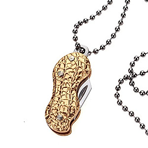 Magik 2-4 Pcs Mini Portable Folding Knife Peanut Shape Necklace Stainless Steel EDC (4 Pack)