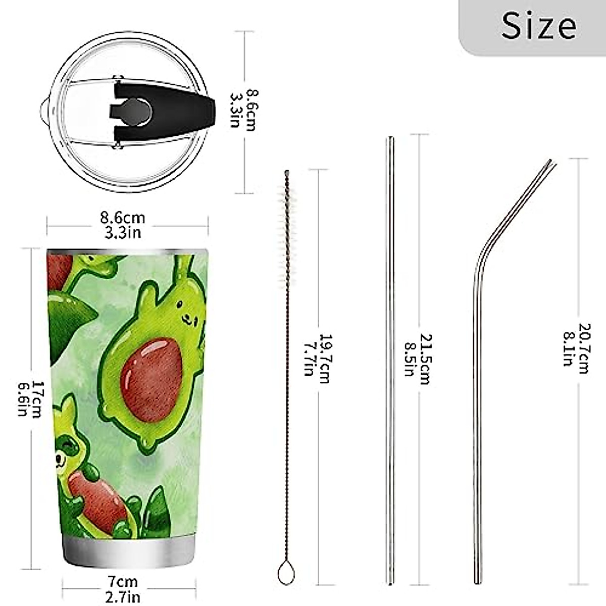 Kigai Stainless Steel Water Bottles Tumbler with Lids & Straws Vacuum Insulated Leak Proof Travel coffee Mug BPA FREE Smoothie Cup 12 OZ, Avocado Animals56954