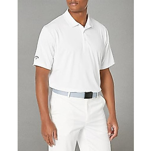 Callaway Men's Solid Opti-Dri Short Sleeve Golf Polo Shirt With Stretch Fabric, Sun Protection, Extended Sizing (Sizes Small-4Xl), White, 4X-Large