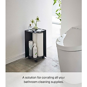 Yamazaki Home Bathroom Organizer Rolling Steel | Toilet Paper Stocker, One Size, Black