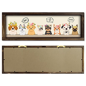 Kas Home Dog Wall Decor Wooden Key Holder Wall Mount with 5 Hooks, Cute Dog Wall Art Farmhouse Wood Key Rack Hanger for Entryway Hanging Wall Decorations (White - Dog, 5.5" x 16.5")