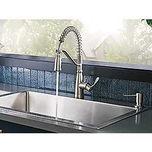 Moen Nolia Spot Resist Stainless One-Handle Pre-Rinse Spring Pulldown Kitchen Faucet, Single Hole Kitchen Sink Faucet with Soap Dispenser, 87886SRS