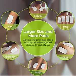 AUVON TENS Unit Electrode Pads 2"x4" 24 Pcs Value Pack, Reusable Latex-Free TENS Unit Pads with Upgraded Self-Stick Performance, Rectangular Replacement Pads for TENS 7000, Etekcity TENS EMS Machine