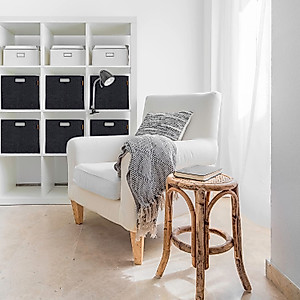 Storage Baskets for Shelves | Felt and Leather | Set of 4 Cubes | 12x12x12 in Closet Bins for Shelves, Baskets for Closet Organization Kallax Cubes Toy Storage (Light Grey or Dark Grey)