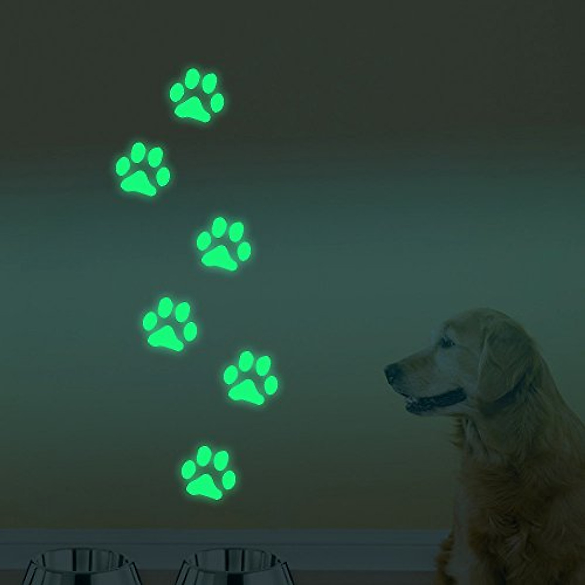 Marsway Cute Paw Print Night Luminous Removable Kids Room Wall Decal Glow in The Dark Decorative Sticker