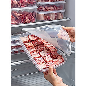 wulikanhua 2 Pack Plastic Bacon Box, Deli Meat Saver Cold Cuts Fridge Keeper, Cheese Food Storage Container with Lid for Refrigerator, Shallow Low Profile Christmas Cookie Holder