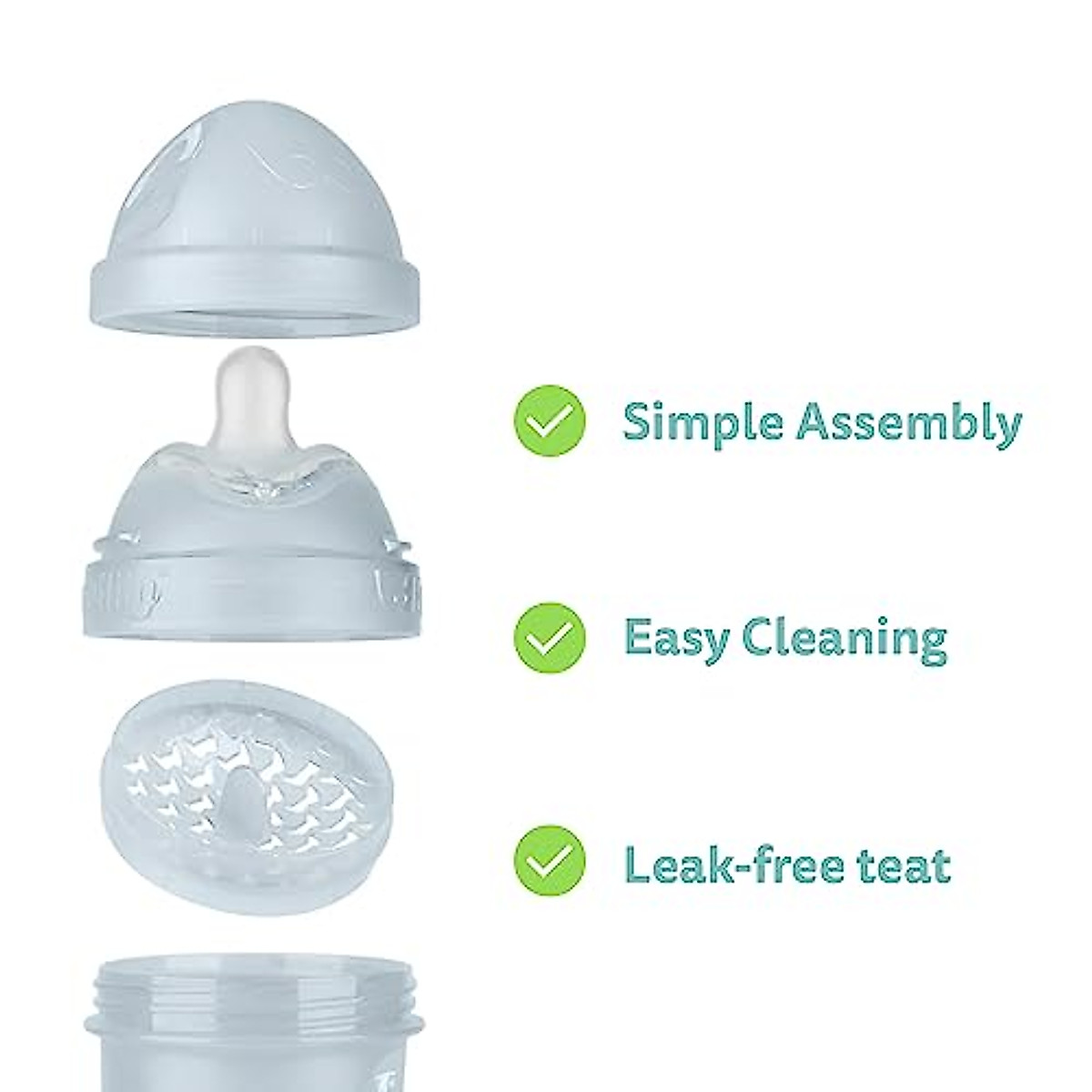 Herobility Double Anti-Colic Baby Bottles – 8.5 fl oz/240ml – 4-Pack – BPA-Free - Multicolor - White, Gray, Pink, Hawthorn Rose