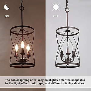 LOG BARN 3-Light Industrial Chandeliers, Vintage Foyer Hanging Lighting Fixture for Dining Room, Living Room, Cylinder Metal Shade, Bronze Finish