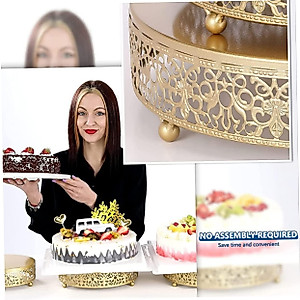 Denmer Cake Stand, Gold Metal Dessert Display, Small 8inch Treat Riser, Pedestal Champagne Round Cupcake Platter Tray for Afternoon Tea, Party, Wedding