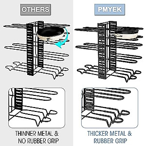 PMYEK Updated Pot and Pan Organizer Cabinet Rack, Adjustable Kitchen Cabinet Organizer, Space-Saving Pot Lid Organizer for Cookware, Cutting Board Rack