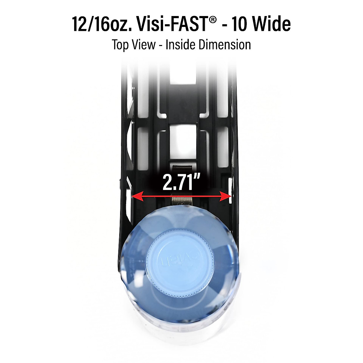 Display Technologies Visi-FAST® 12/16oz (Pack of 1) Drink Organizer, Fridge Organization, Can Dispenser, Soda Rack Can Organizer, Spring Loaded Beverage Storage, Bottled Water Organizer for Refrigerator