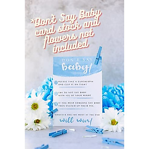 Blue Natural Wooden Clothes Pins for Baby Shower Game Crafts and Decorations (Set of 30)