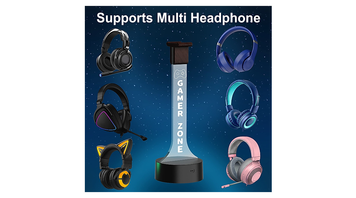 YuanDian Light Up Headphone Stand - RGB Gamer Desk Accessory