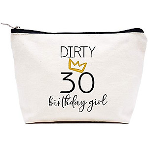 LIBIHUA Dirty 30 Birthday Girl - Funny 30th Birthday Gift for Women,Her,Sister,Daughter,Best Friend,Coworker - Turning Thirty Gift - 30 Years Old Gift - Makeup Bag Cosmetic Bag Travel Pouch Gift