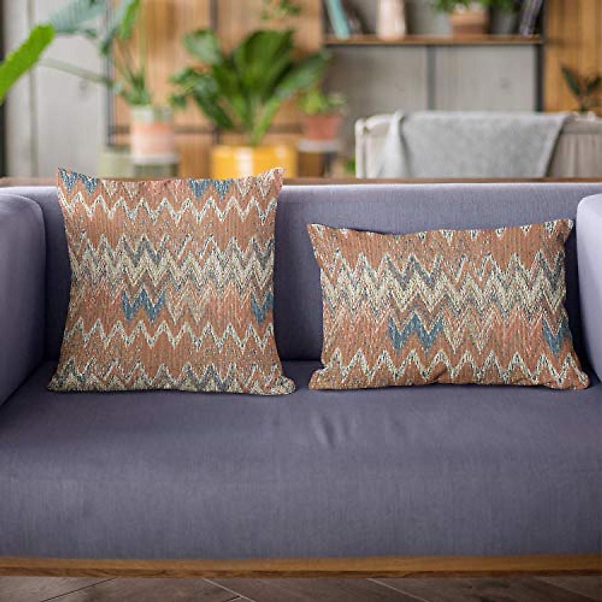 Plutus Brands Multi-Color Plutus Wave Chevron Luxury Throw Pillow 18 in x 18in, Double Sided 18" x 18"